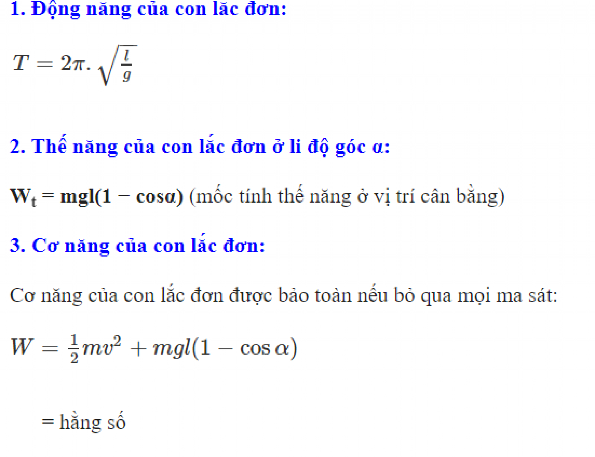 Con lắc đơn là gì ? Khảo sát dao động ? Chu kỳ, tần số của con lắc đơn ...