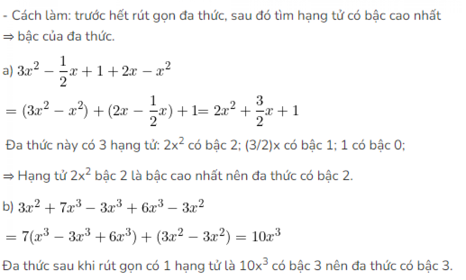Bậc của đa thức là gì ? Xác định bậc của đa thức một biến và nhiều biến ...