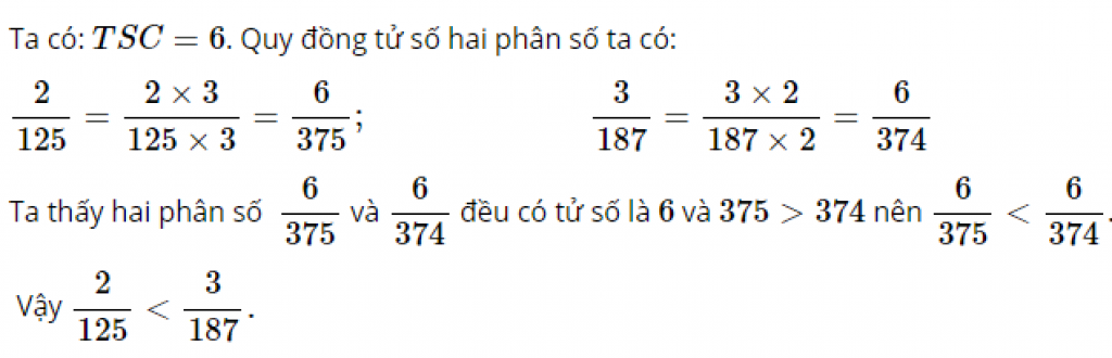 So sánh hai phân số cùng mẫu số, cùng tử số và khác mẫu số Lớp 5, Lớp 6